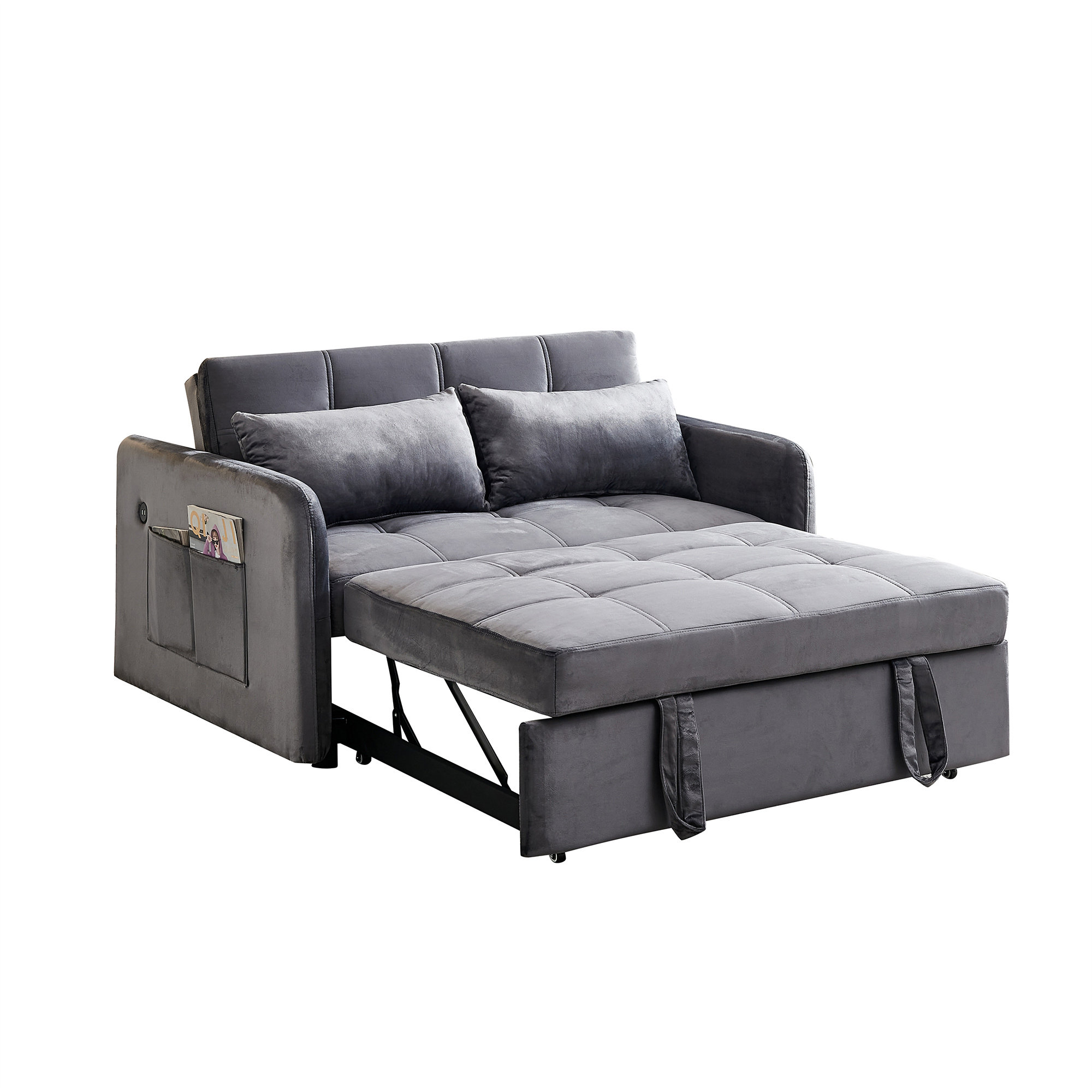 Latitude Run® Zyria Upholstered Daybed,55.5" Twins Pull Out Sofa Bed,Sleeper Sofa Couch,Loveseat ...
